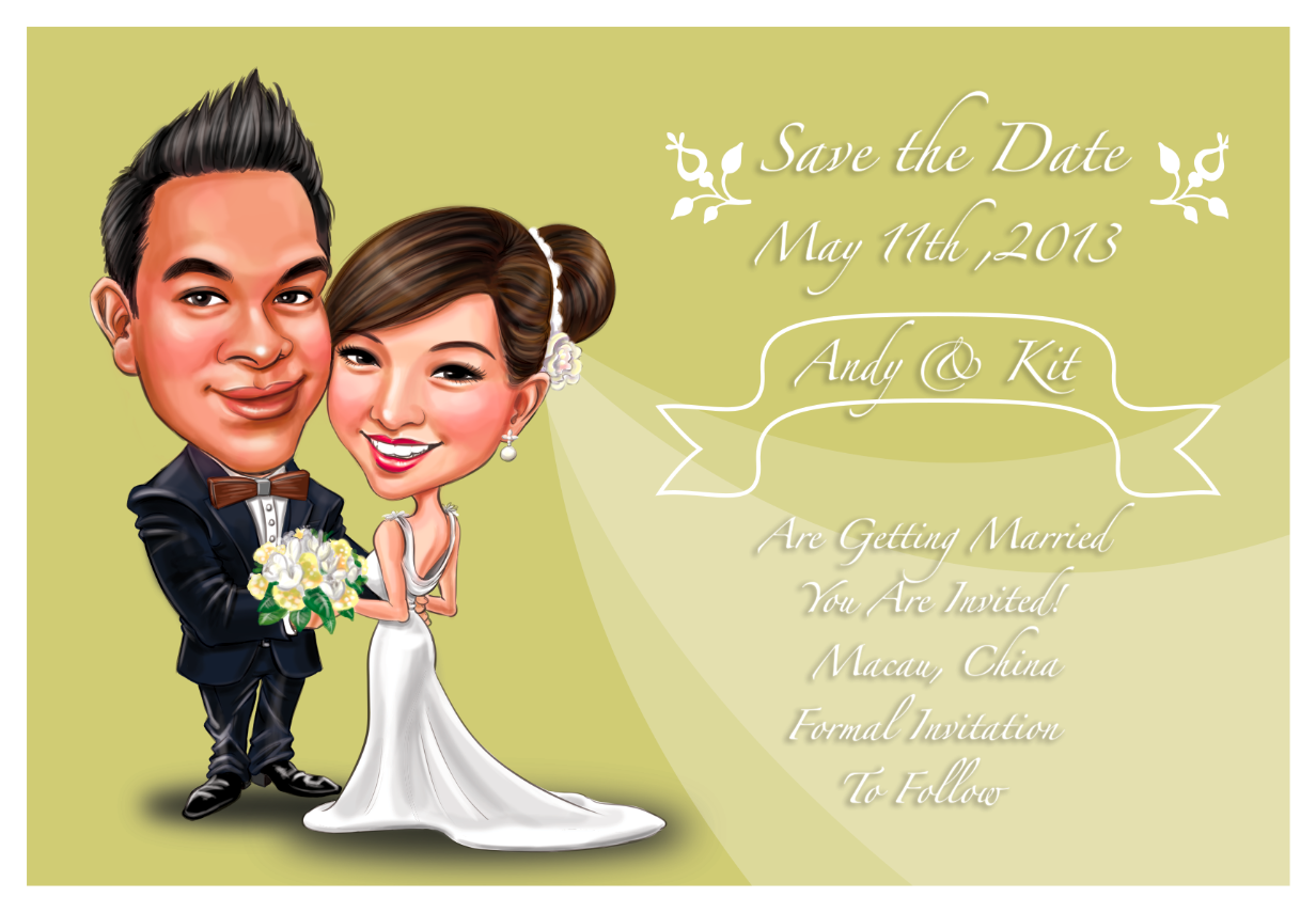 Custom Made Wedding Invitations with Personalized Cartoon illustration ...